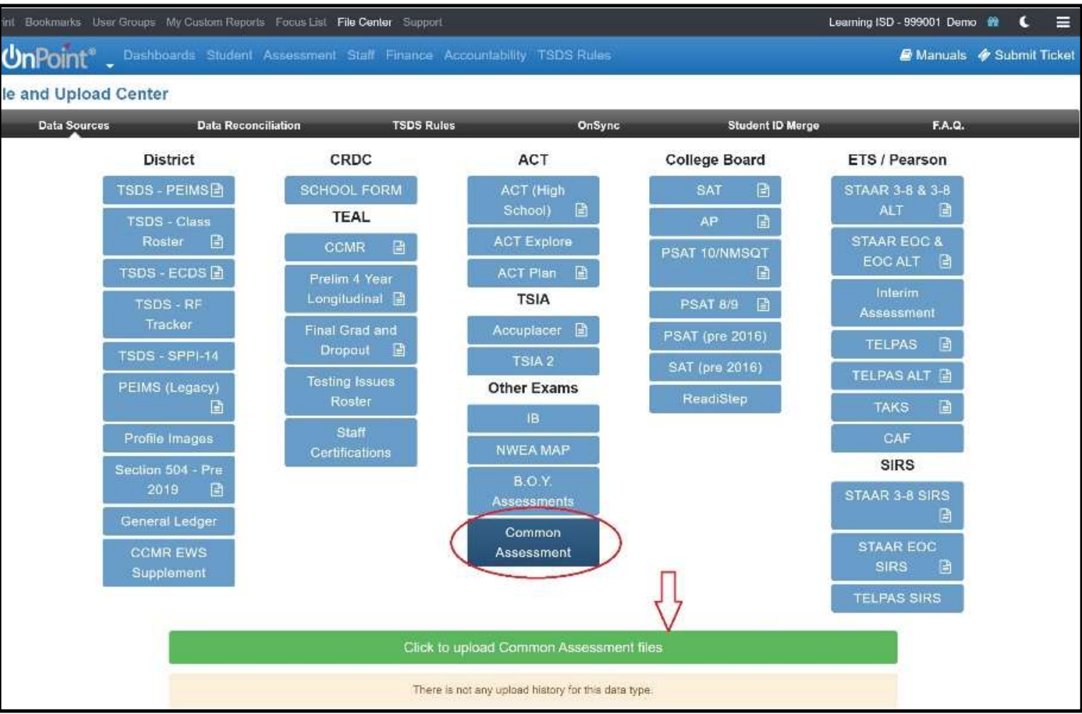 Loading Common Assessments from DMAC – OnDataSuite – Knowledgebase