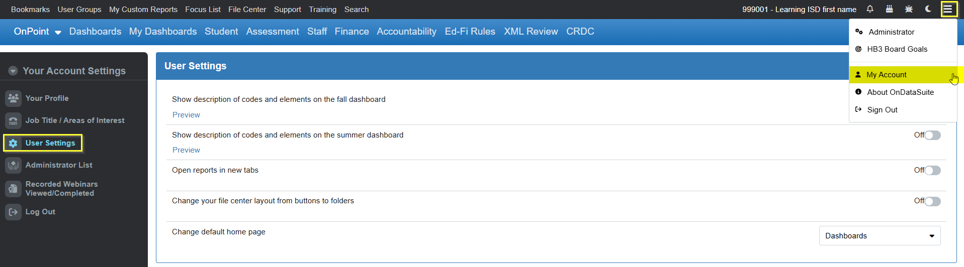 User Settings – OnDataSuite – Knowledgebase