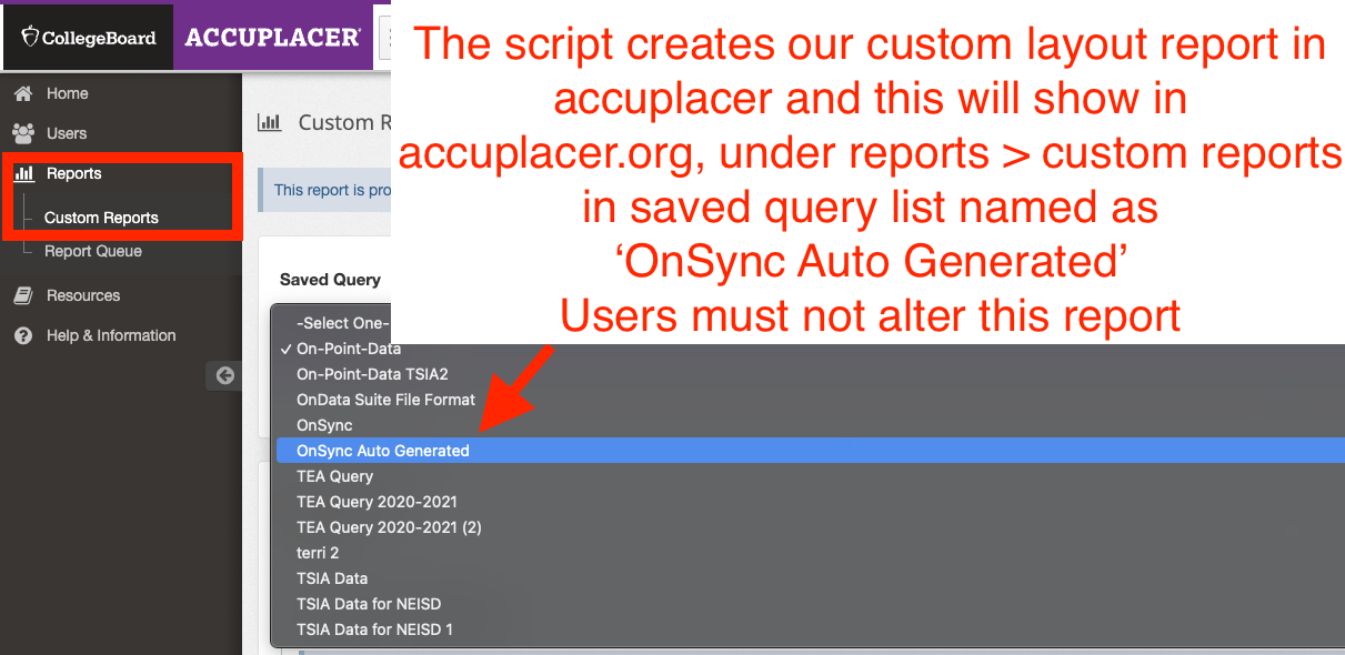 OnSync setup for Accuplacer/TSIA2 – OnDataSuite – Knowledgebase