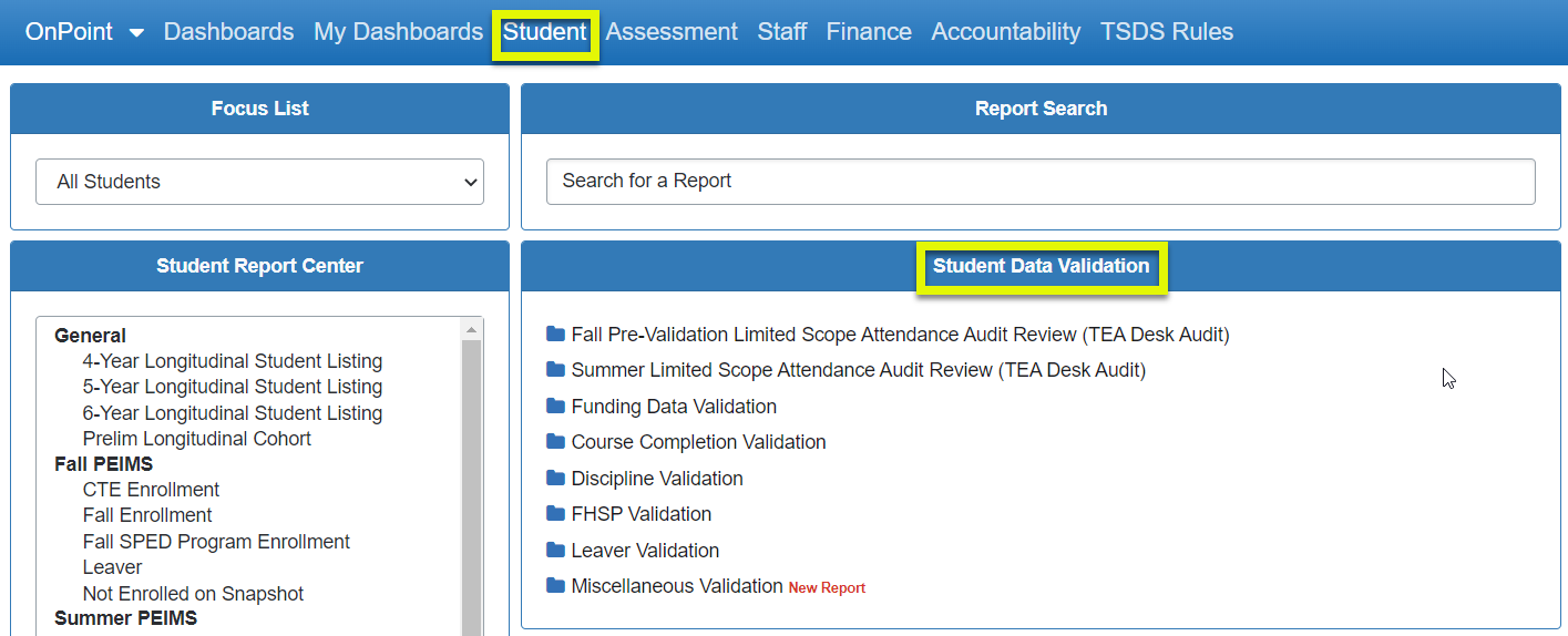 Student Data Validation – OnDataSuite – Knowledgebase