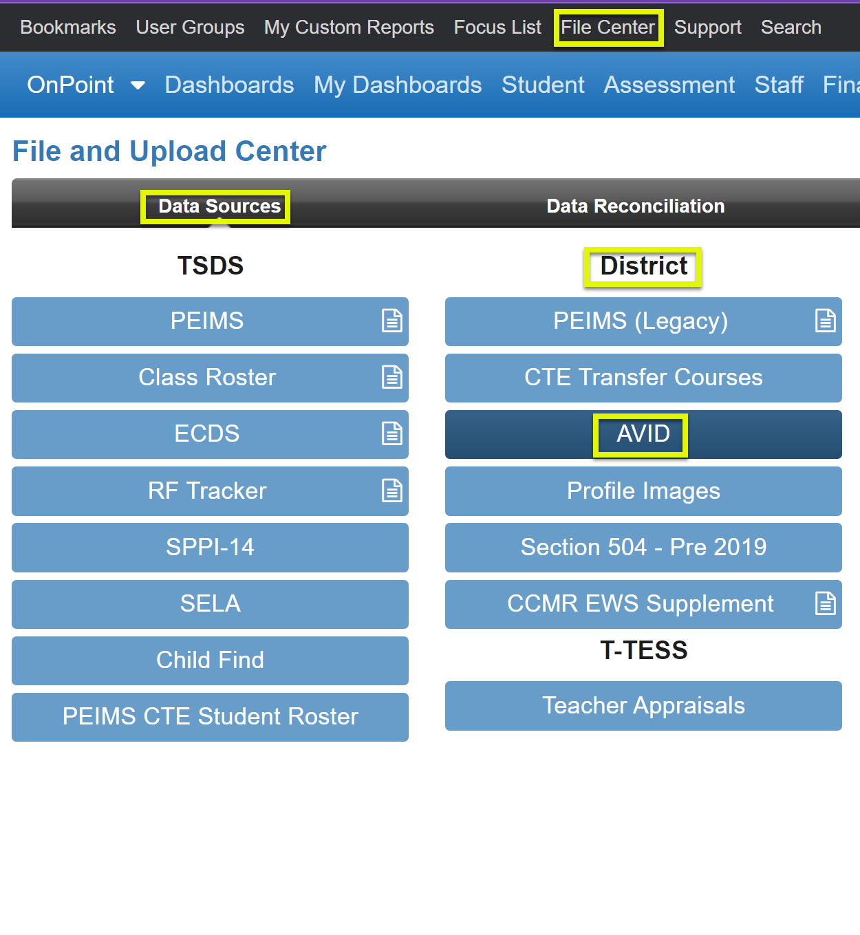 Loading District – AVID – OnDataSuite – Knowledgebase