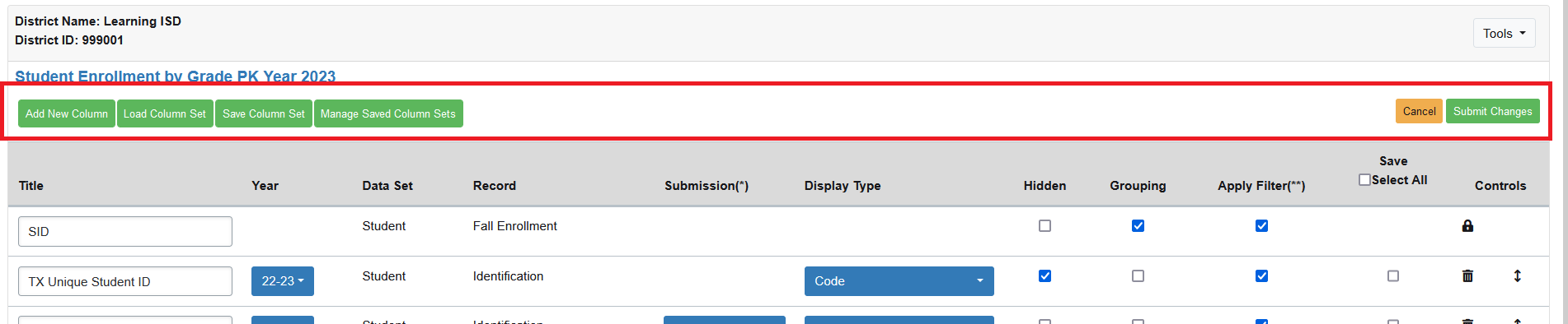 Column Options – Available Options – OnDataSuite – Knowledgebase