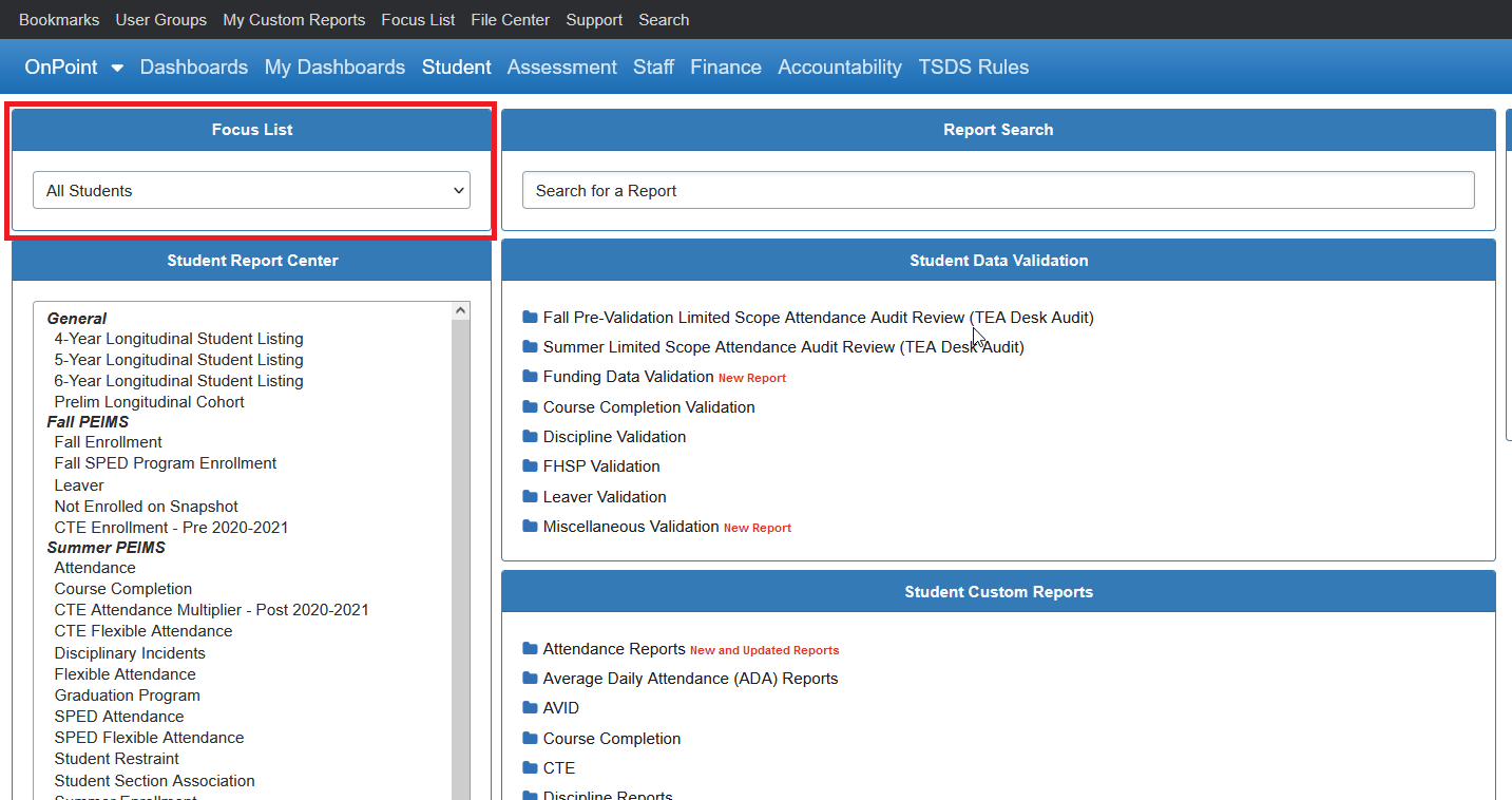Focus List – Using a focus list on Ad Hoc Reports – OnDataSuite ...