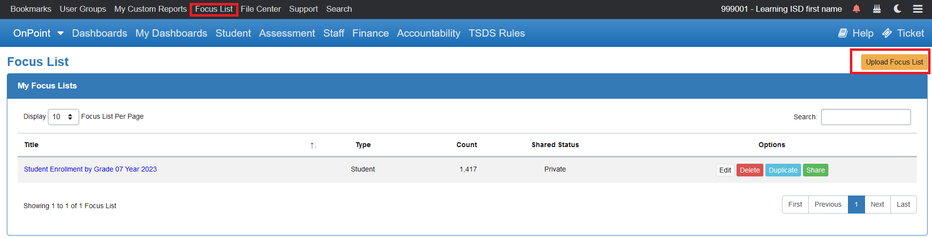 Focus List – Creation using CSV Upload – OnDataSuite – Knowledgebase