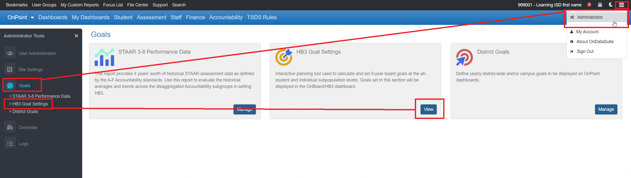 HB3 Board Goal Setting – Setting Goals – OnDataSuite – Knowledgebase