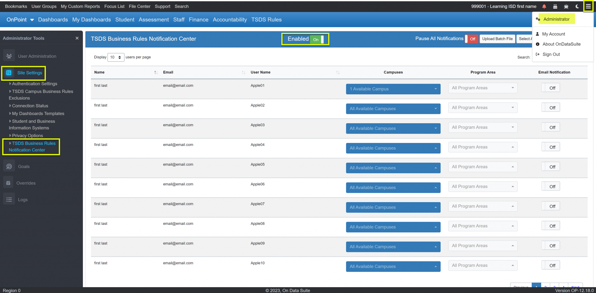 TSDS Business Rules Role Access – OnDataSuite – Knowledgebase