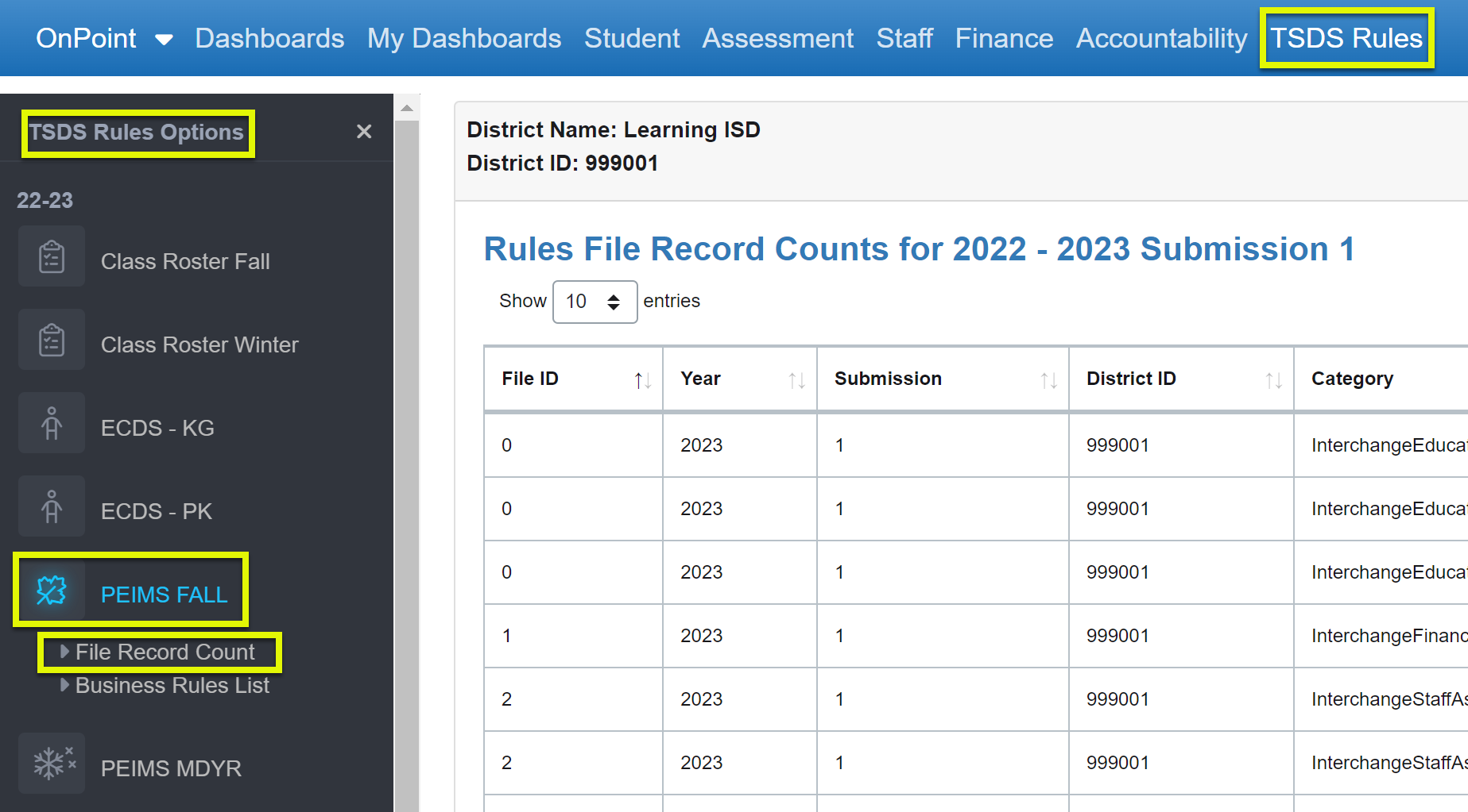 TSDS Rules – File Record Count – OnDataSuite – Knowledgebase