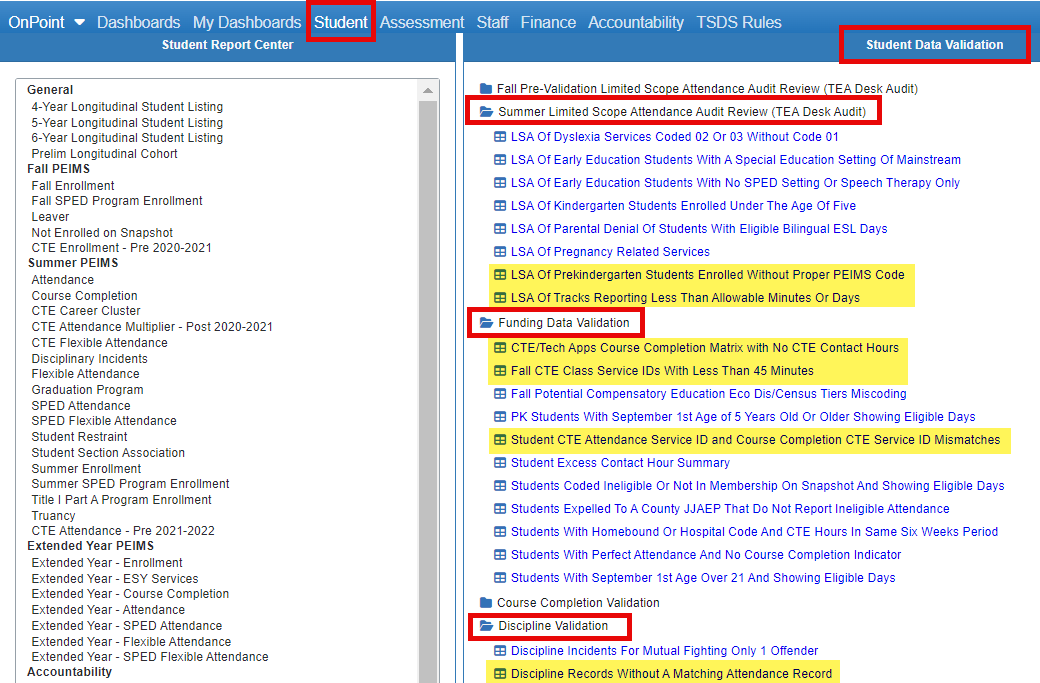Attendance Funding Review – Student Reports – OnDataSuite – Knowledgebase