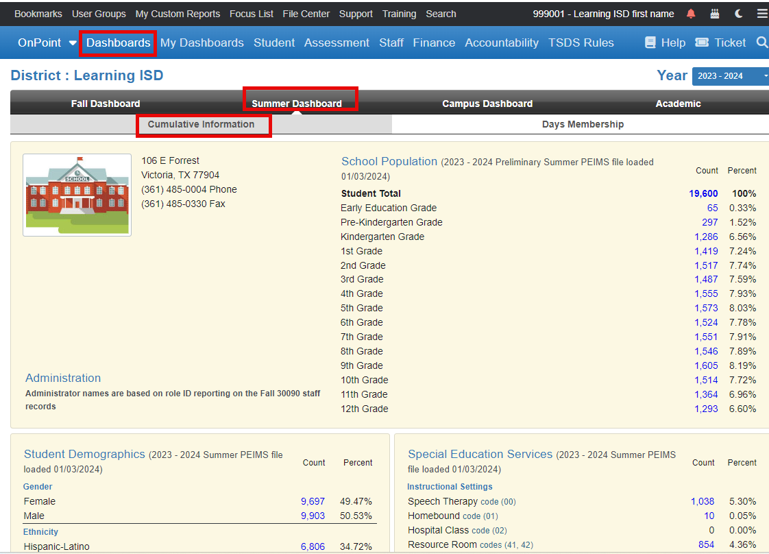 Attendance Funding Review – Dashboards – OnDataSuite – Knowledgebase
