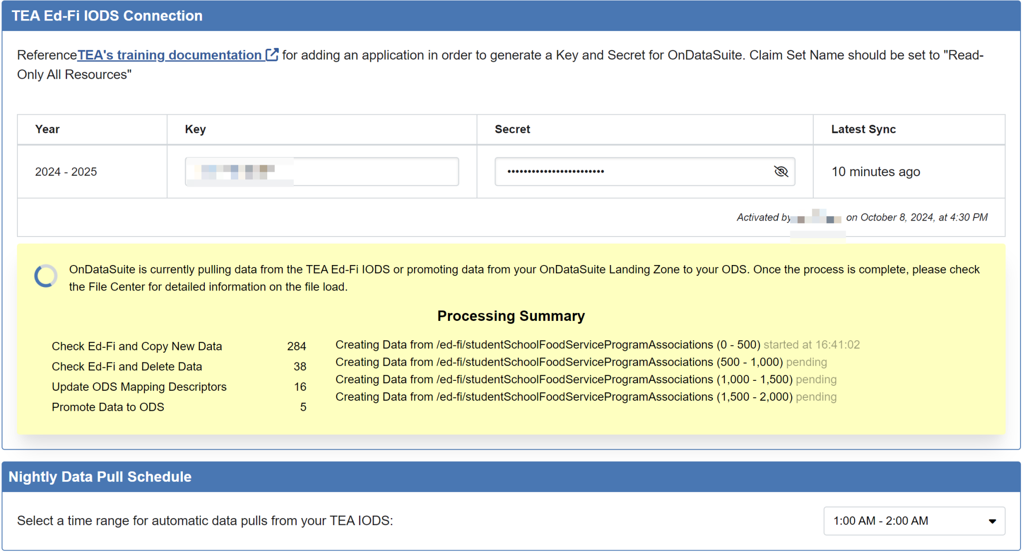 TEA Ed-Fi IODS Connection – OnDataSuite – Knowledgebase