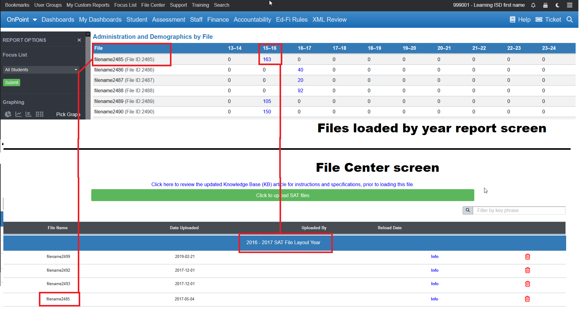 Assessment Files Loaded by Year Reports – OnDataSuite – Knowledgebase