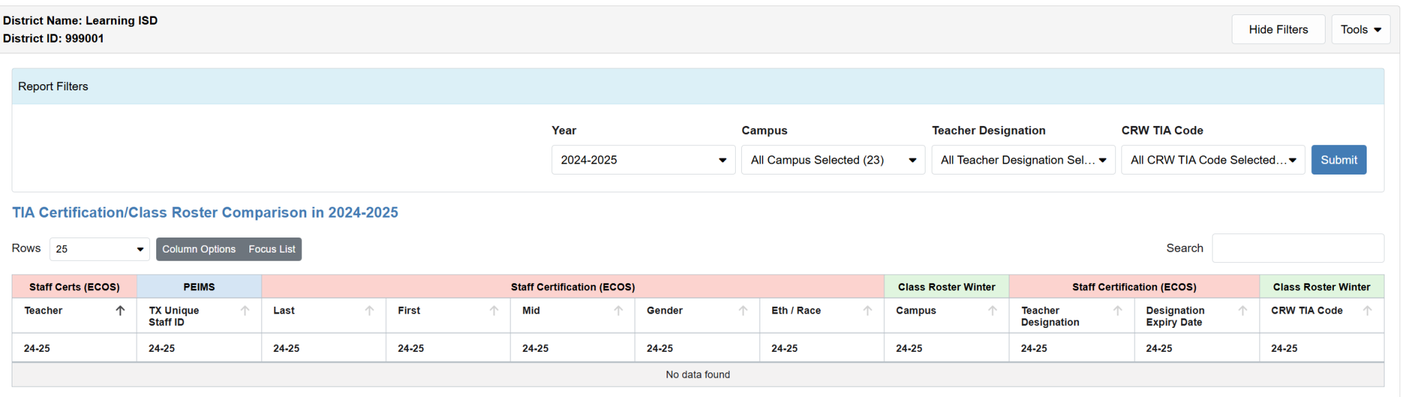 TIA Certification/ClassRoster Report – OnDataSuite – Knowledgebase