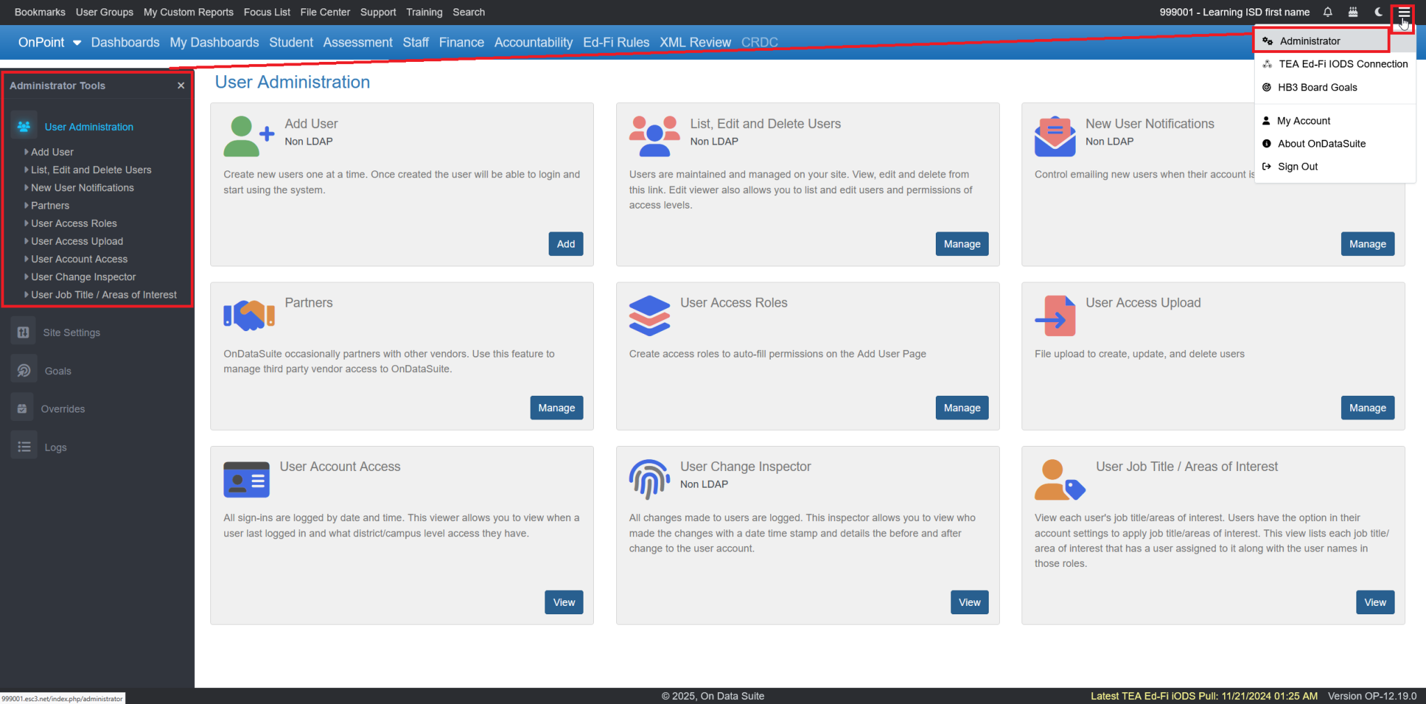 Accessing Administrator Area – OnDataSuite – Knowledgebase