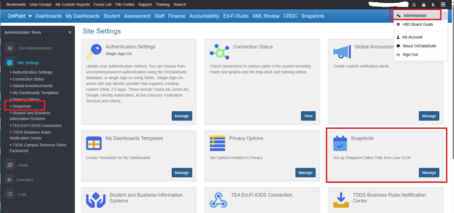 Snapshots Data – OnDataSuite – Knowledgebase